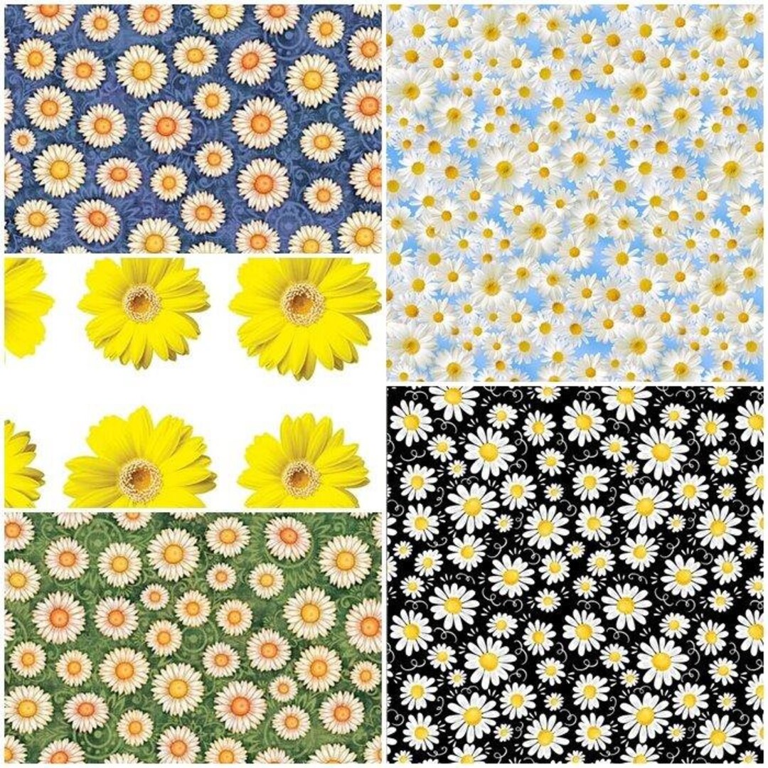 Daisy Flowers, Floral Spring Daisies 100% Cotton Fabrics! 5 Styles - Etsy