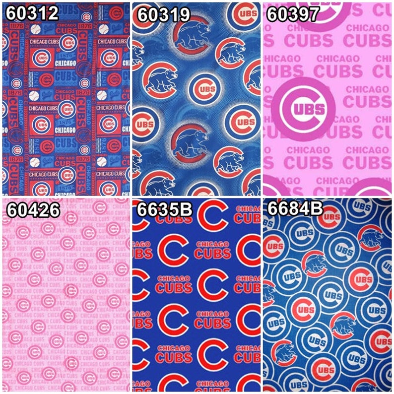 MLB Logo Chicago Cubs Blue & Red 100% Cotton Fabric by Fabric - Etsy