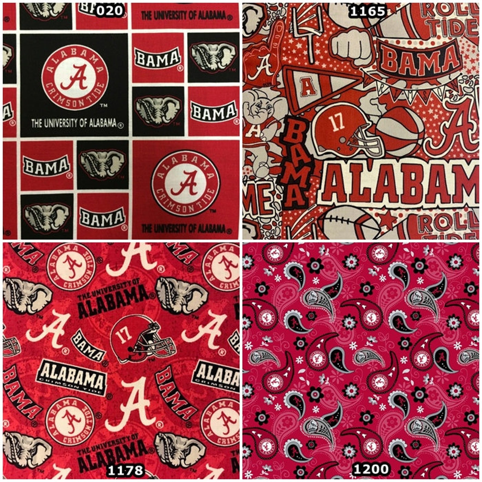 NCAA Alabama Crimson Tide Crimson & Black College 100% Cotton - Etsy