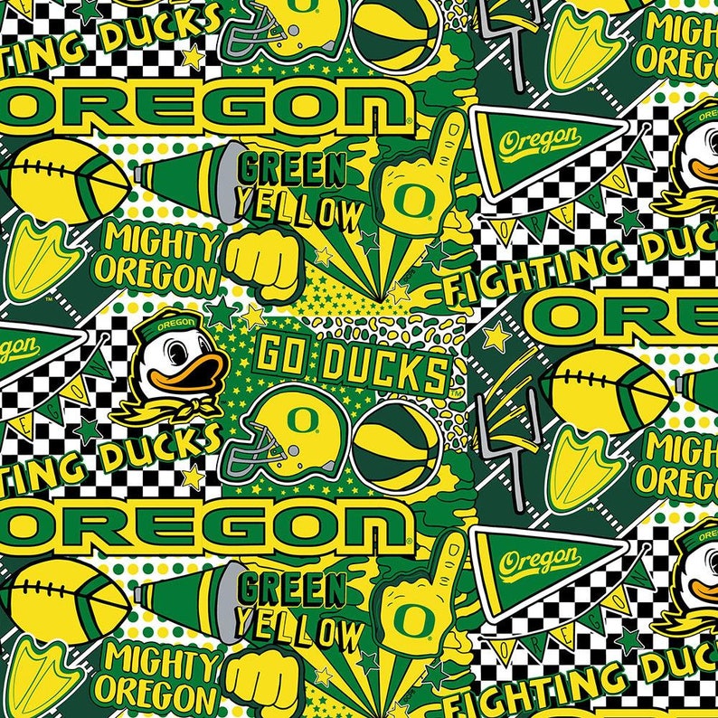 NCAA University of Oregon Ducks Green & Yellow College Logo Cotton ...