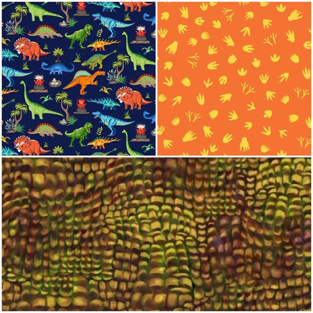 Dinosaurs T Rex Scales Skin Tracks 100% Cotton Fabric! 3 Styles - Etsy