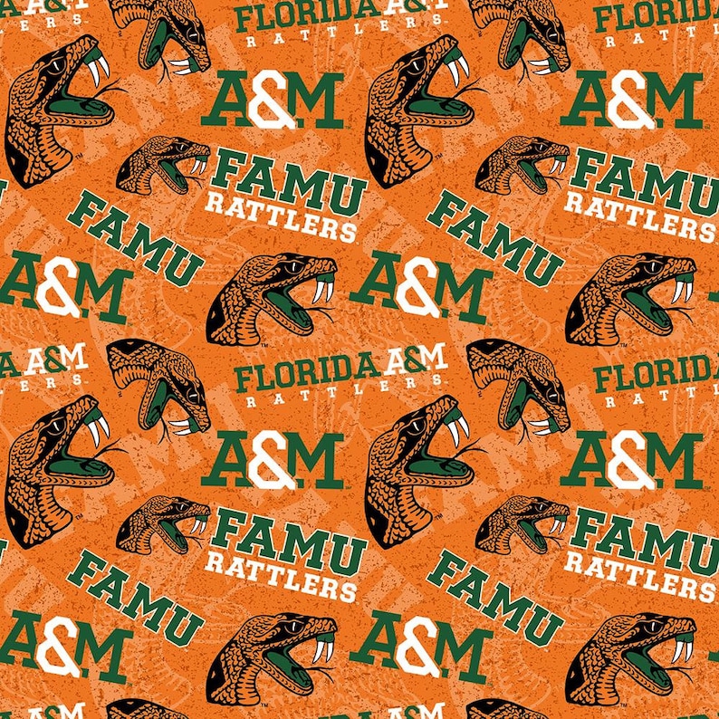 NCAA Florida A&M University Rattlers College Logo 100% Cotton Fabric by ...
