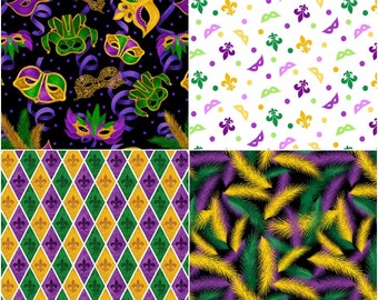 Henry Glass Fabric Black Multi Border Stripe Mardi Gras by Alessandra ...