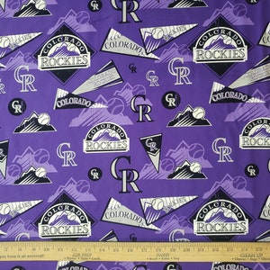 MLB Logo Colorado Rockies Purple Cotton Fabric by Fabric Traditions! 2 ...