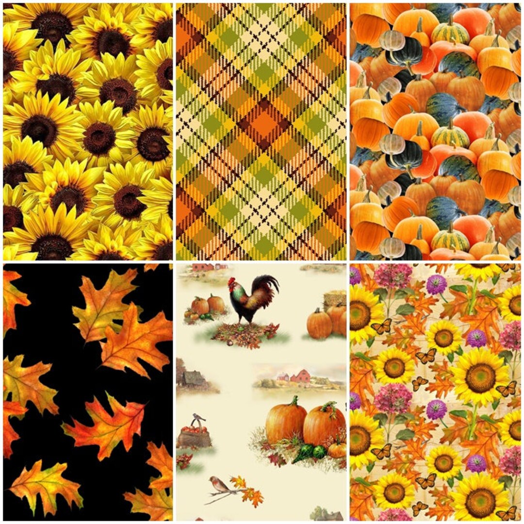 Autumn Splendor Fall Pumpkins Plaid Leaves 100% Cotton - Etsy
