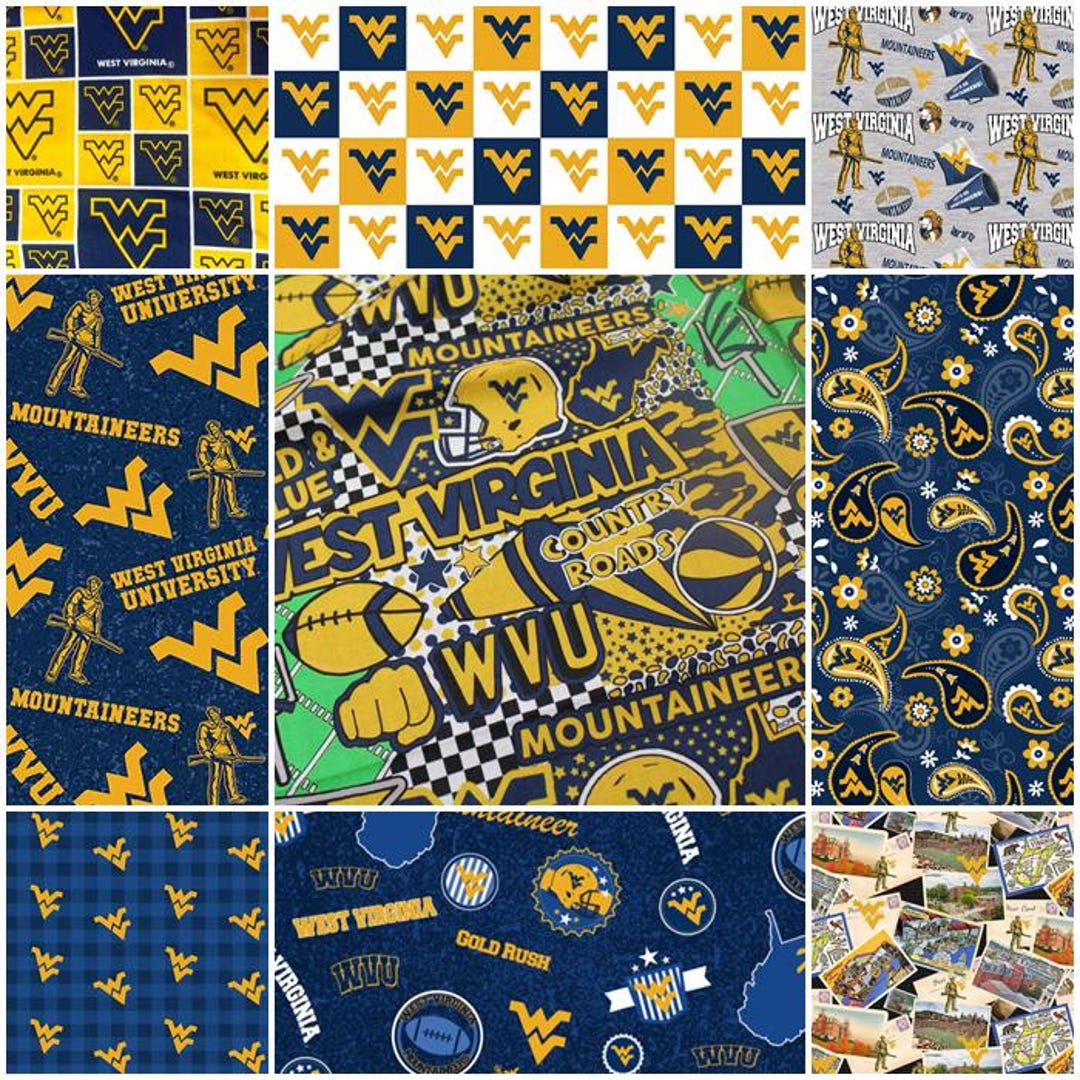 NCAA West Virginia University Mountaineers College Logo Cotton Fabric ...
