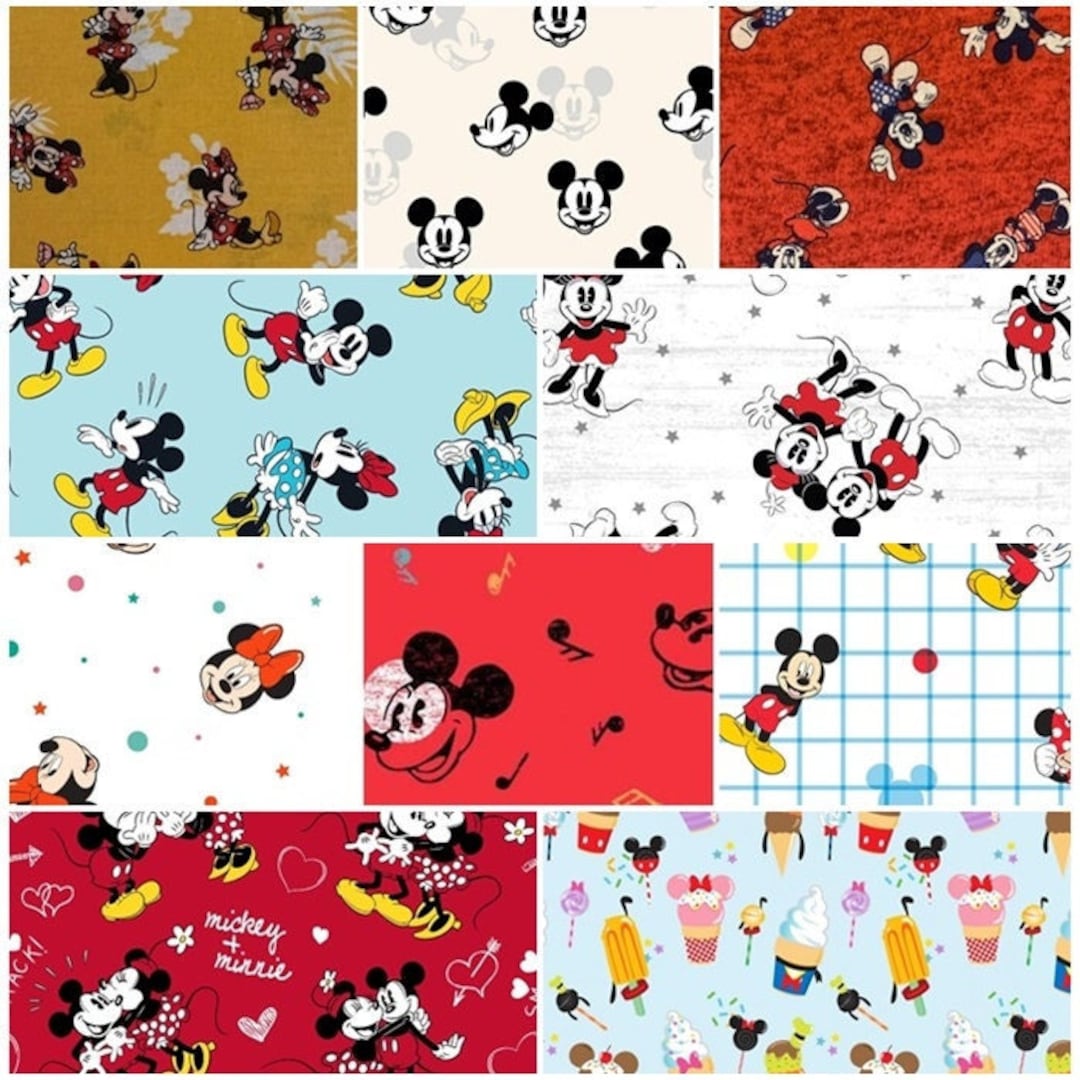 Disney Mickey Mouse & Minnie Mouse 100% Cotton Fabrics for Quilting by ...