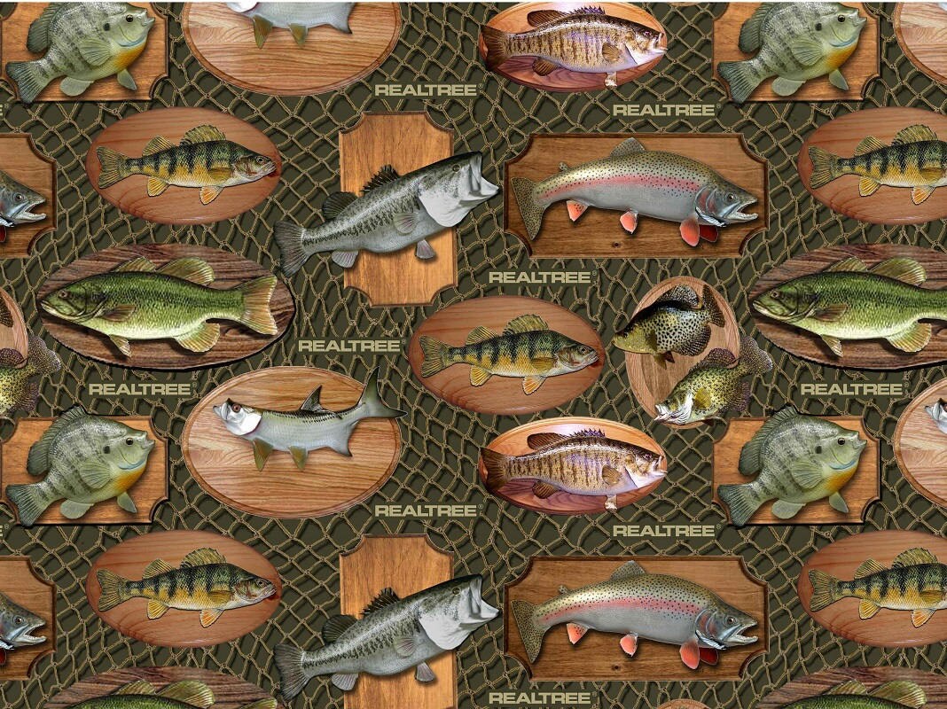 Realtree Cotton Fabric Realtree Logo Camoflague Camo Fish | Etsy