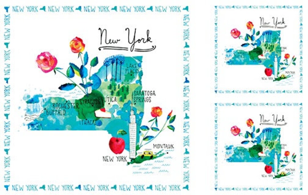The State of New York 51139P-X 100% Cotton Fabric 24" Panel by Windham ...