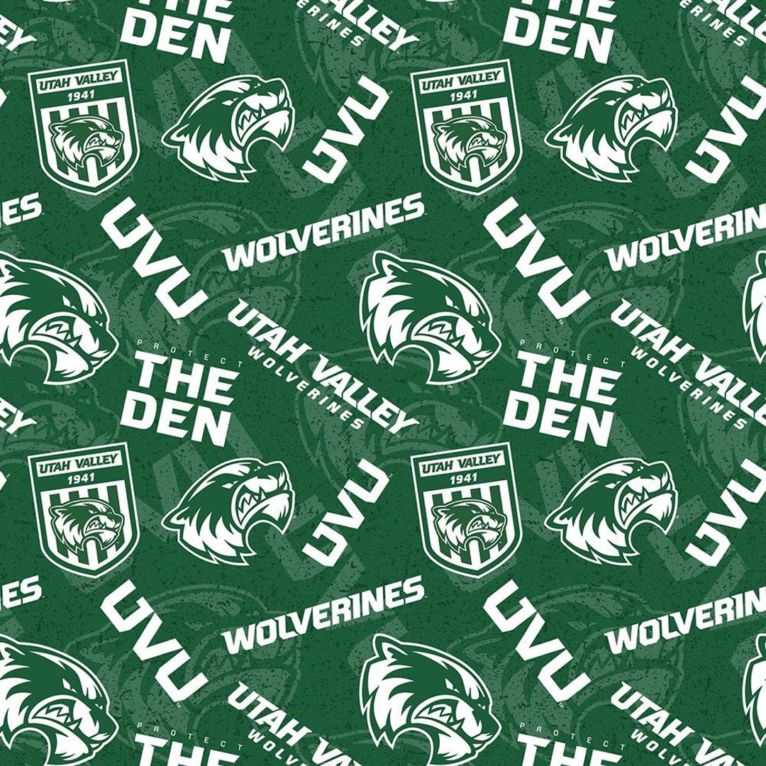 NCAA Utah Valley University Wolverines Green College Logo 100% Cotton ...