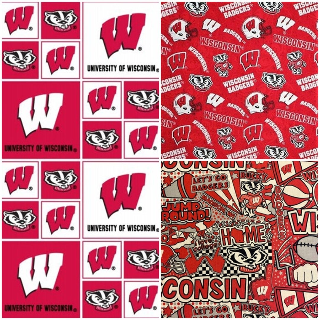 NCAA University of Wisconsin Badgers Red & White 100% College Logo ...