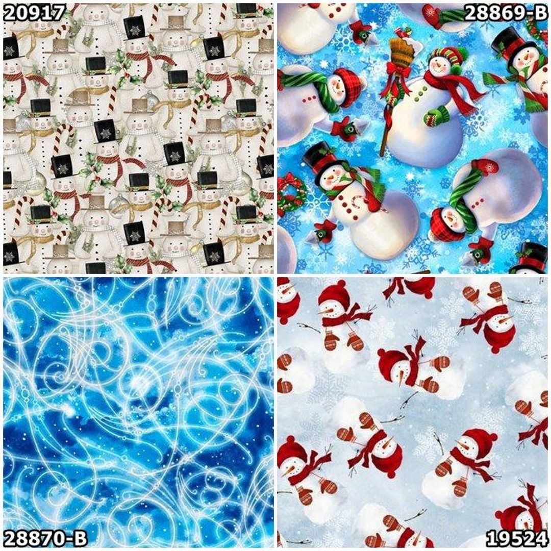 Snowmen, Winter, Snow, 100% Cotton Fabric! 4 Styles - Etsy