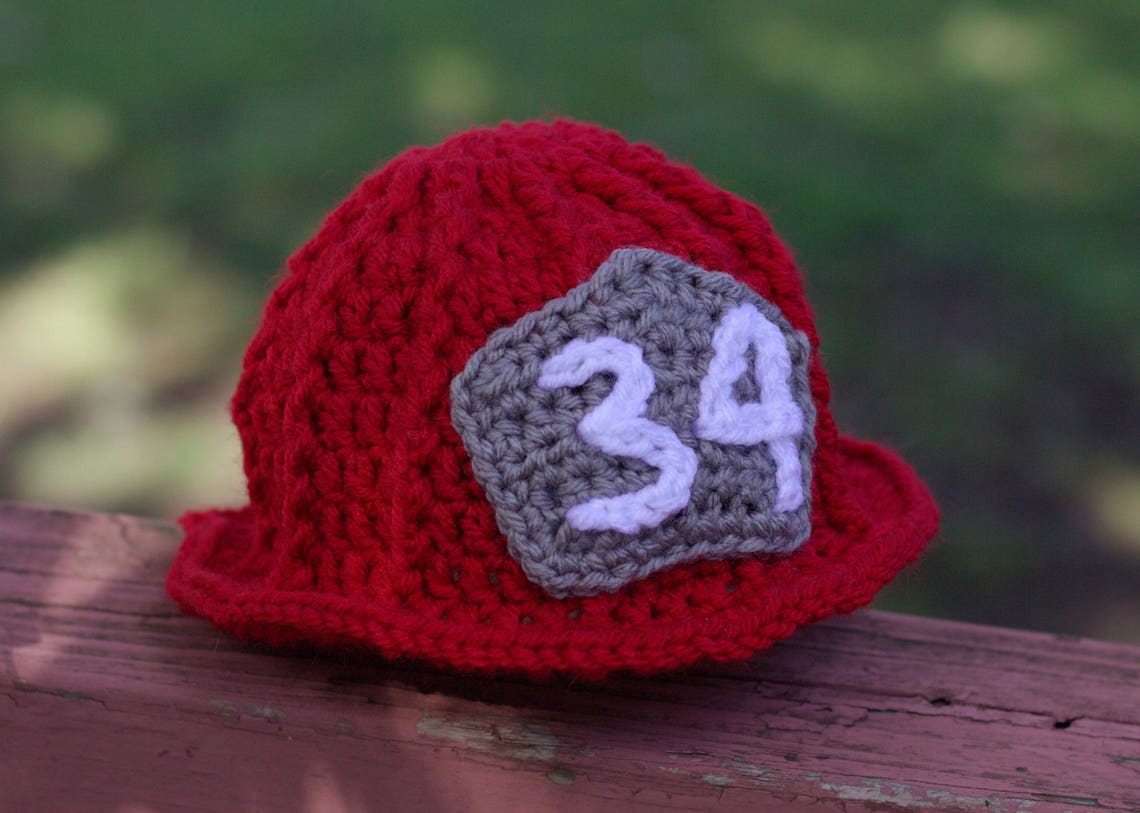 Fireman Hat, Crochet Fireman Hat, Baby Fireman Hat, Baby Firefighter ...
