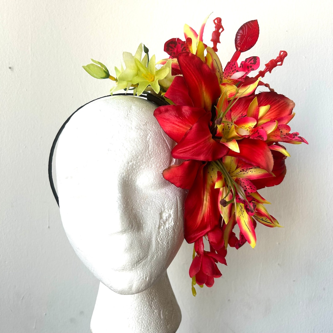 Tropical Tiki Flower Crown Red Yellow Swizzlestick - Etsy