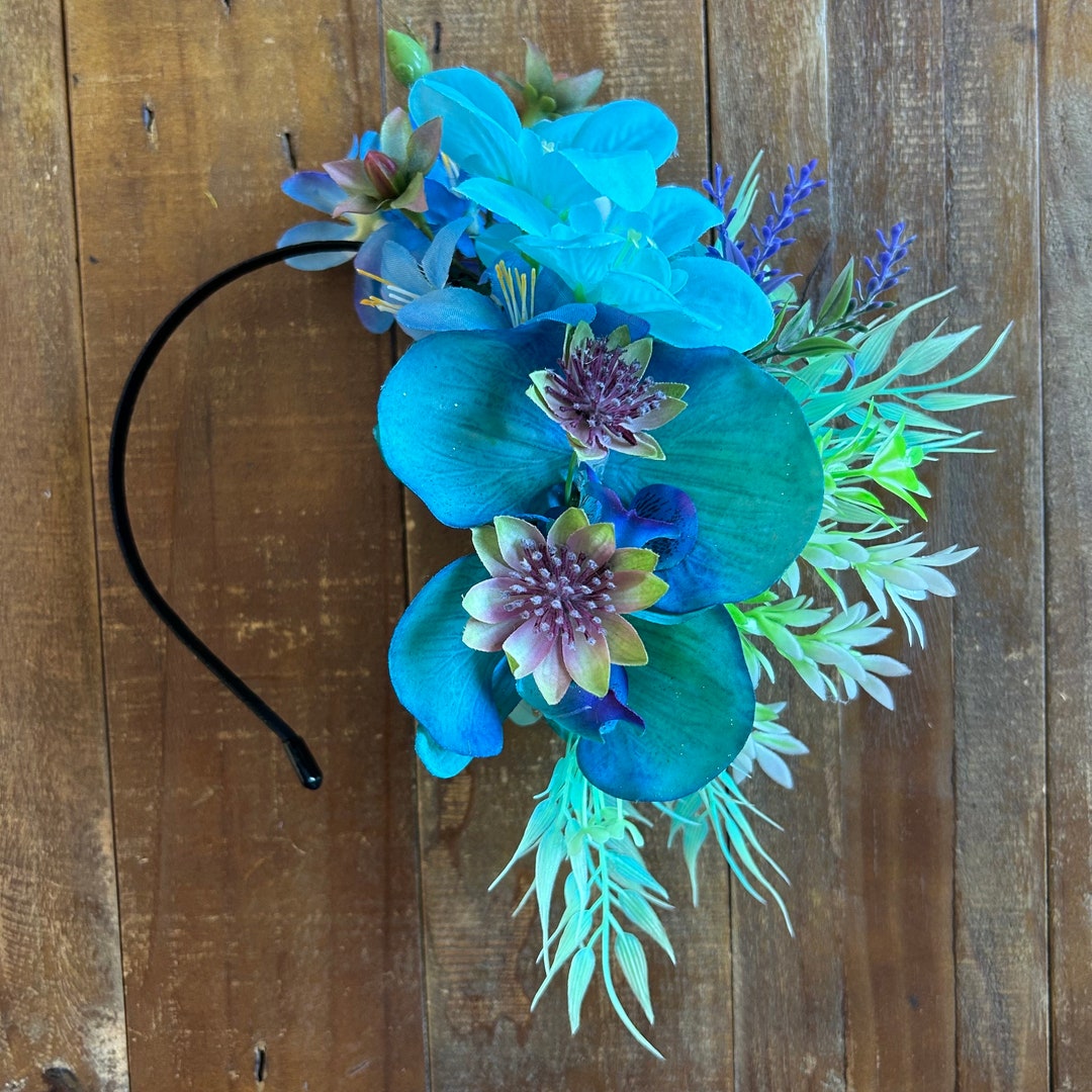 Tropical Tiki Flower Crown Aqua Turquoise Mermiad - Etsy