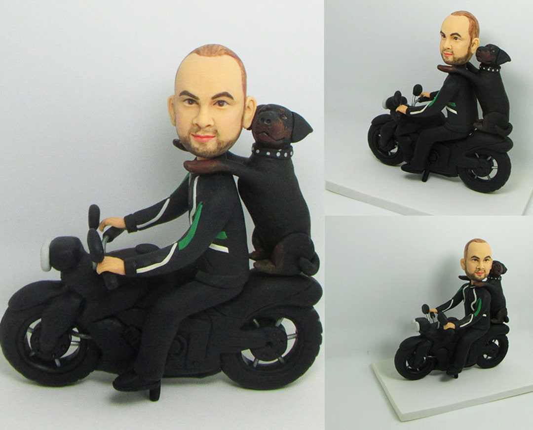 Motorcycle Rider With Dog Personalized Custom Figurine 3d Doll 100% ...