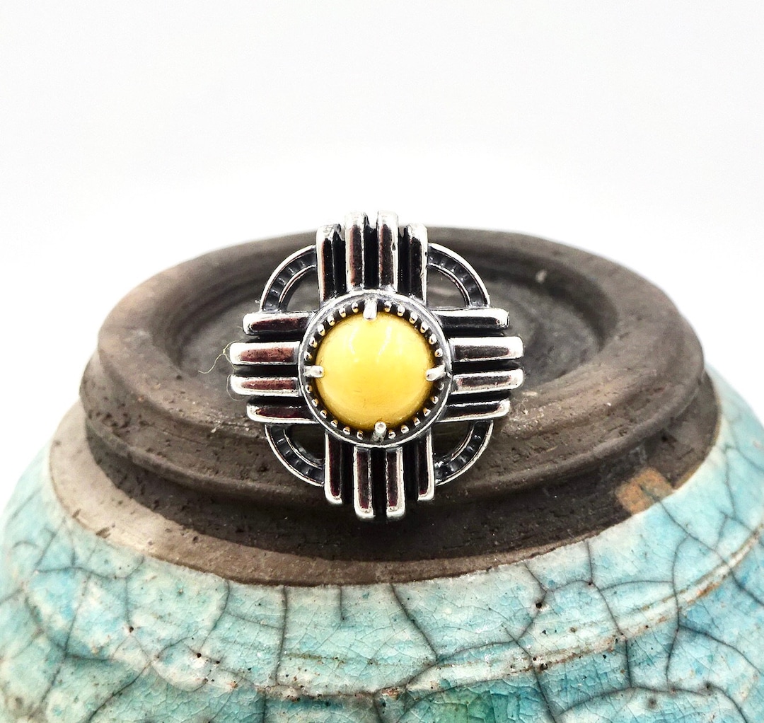 CAROLYN POLLACK RING Relios 925 Sterling Silver Yellow Jasper American ...
