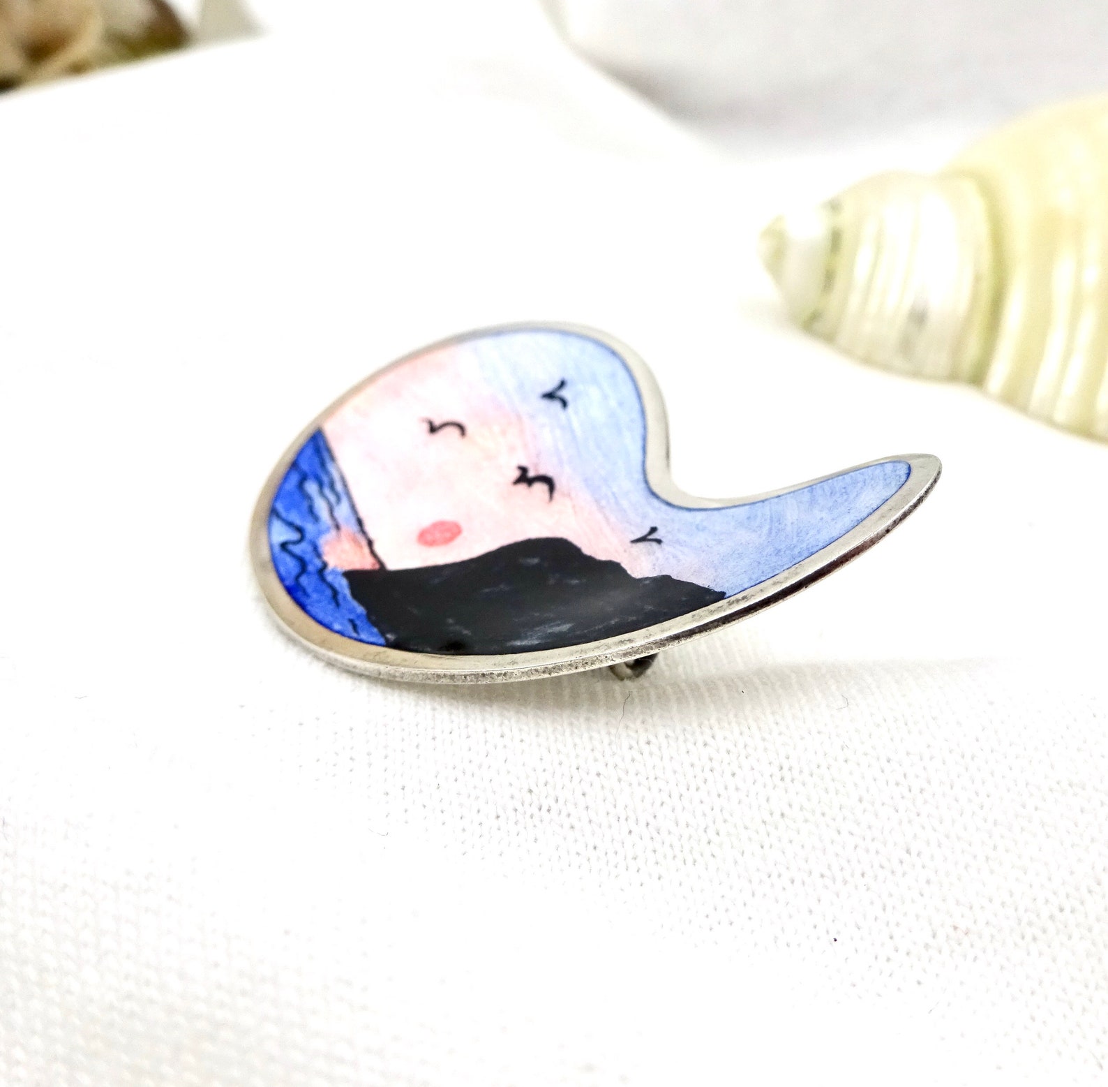 Antique Modernist STERLING ENAMEL PIN Brooch Karl A. - Etsy