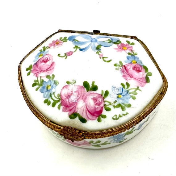ANTIQUE TRINKET BOX Limoges France Hand Painted Porce… - Gem
