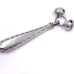 Antique STERLING SILVER RATTLE - Silver Bells Rattle - Vintage Baby Boy ...