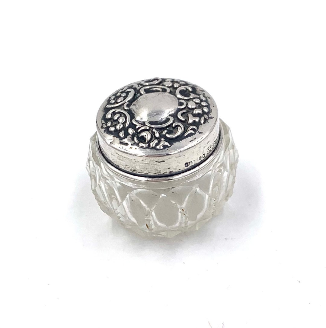 Antique VANITY POWDER JAR Sterling Silver Art Nouveau Repousse Cut ...