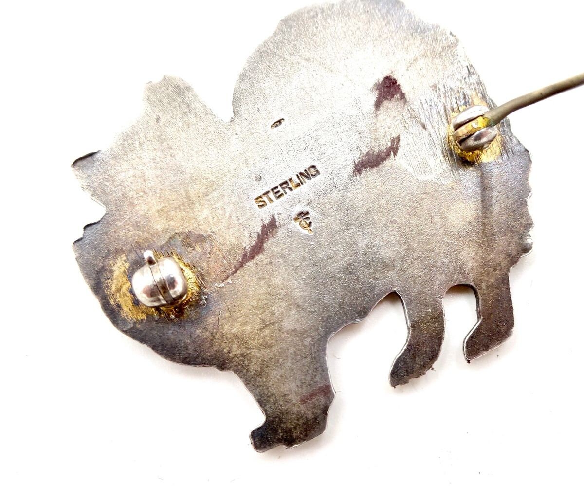 Vintage THOMAE Sterling Silver Enamel Chow Chow Dog Pin Brooch | Etsy