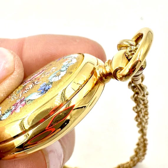 Halcyon Days POCKET WATCH NECKLACE Pendant Gold Ename… - Gem