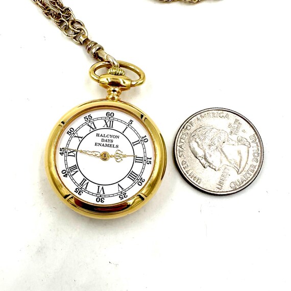 Halcyon Days POCKET WATCH NECKLACE Pendant Gold Ename… - Gem