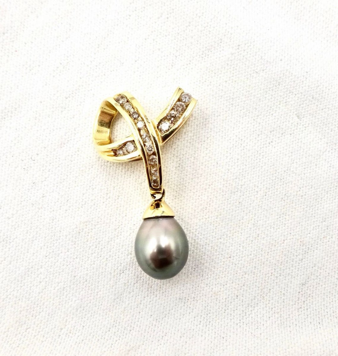 GOLD DIAMOND PEARL Slide Pendant 14k Yellow Gold South Sea - Etsy