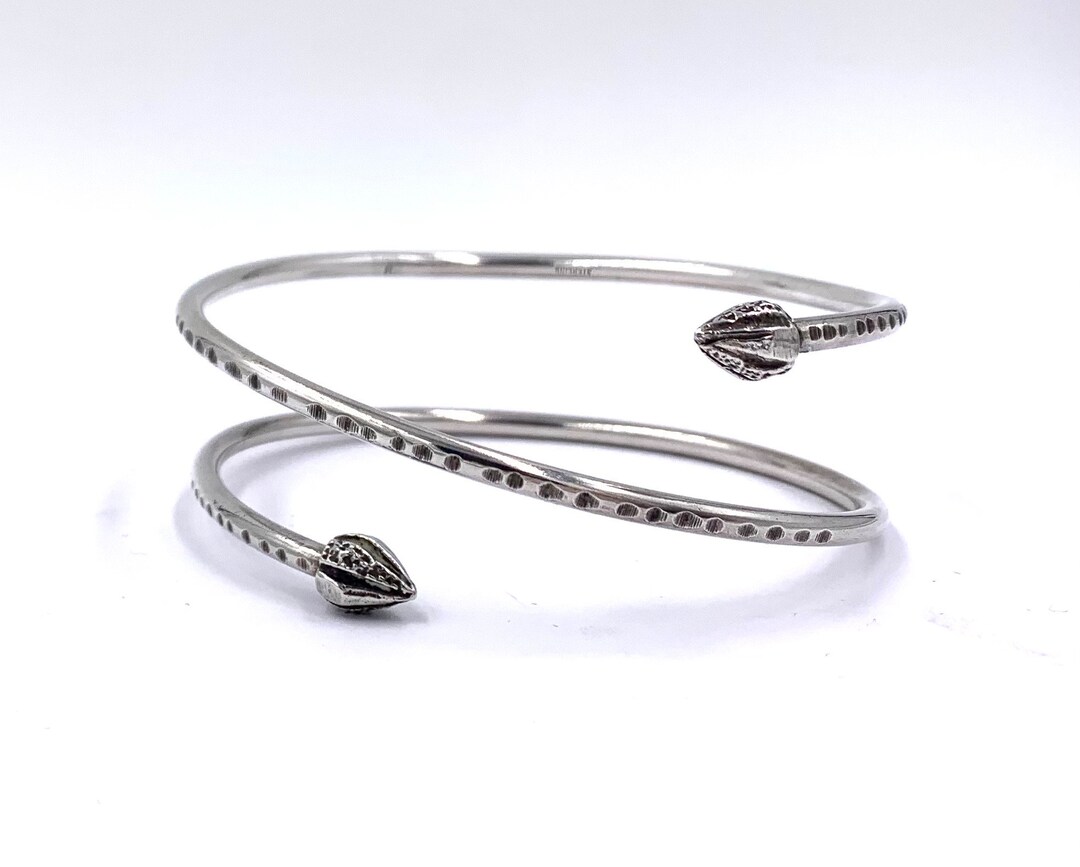 Vintage Sterling Silver Cocoa Pod Torque Bangle - West Indies Tribal ...