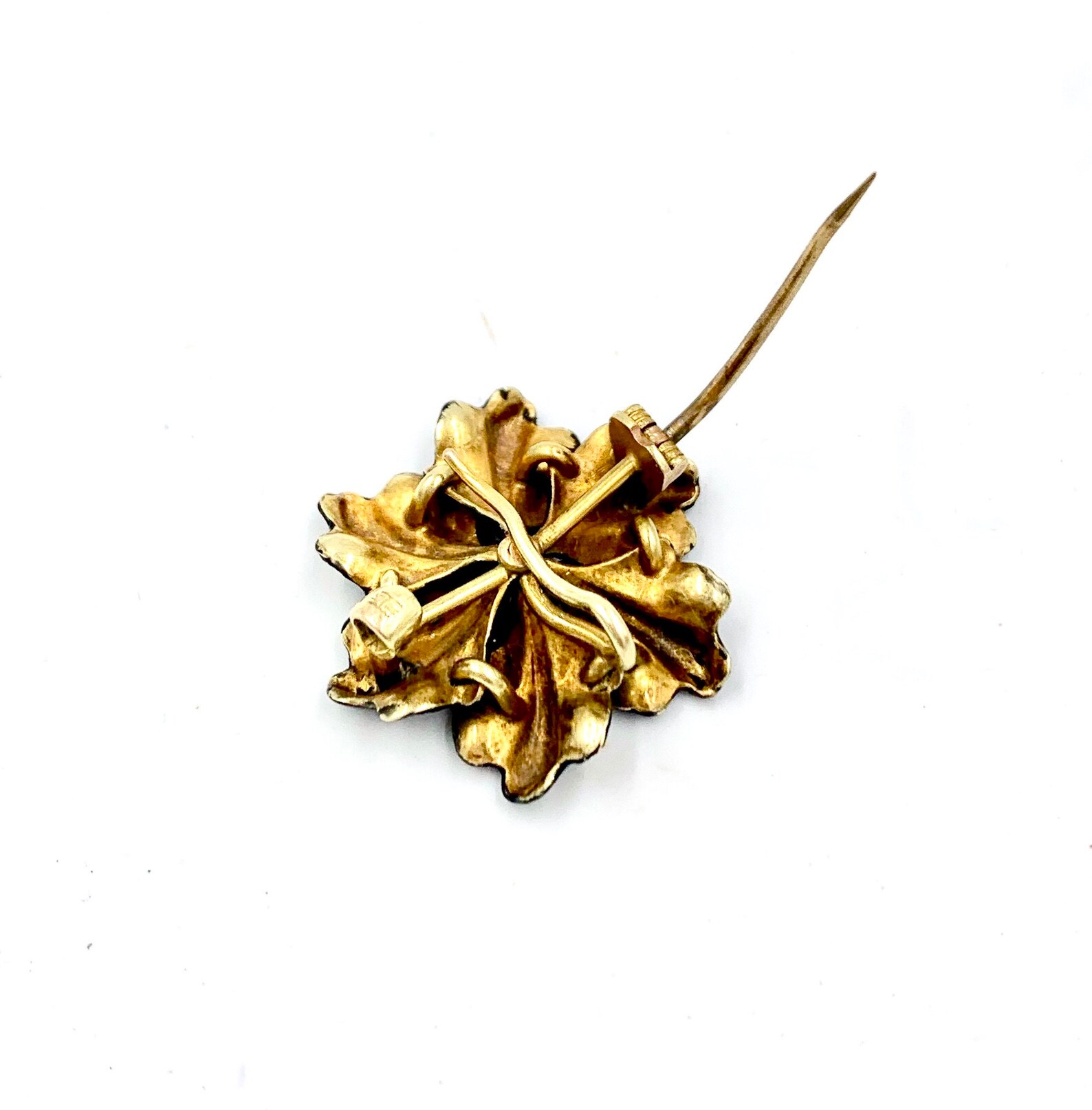 Antique 14k GOLD ENAMEL PIN 585 Yellow Gold Black Enamel Poppy - Etsy