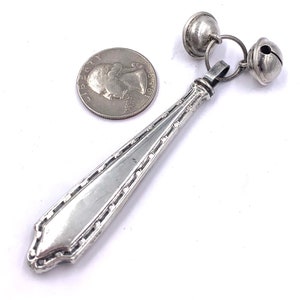 Antique STERLING SILVER RATTLE - Silver Bells Rattle - Vintage Baby Boy ...