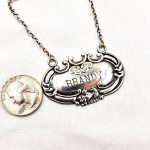 BRANDY BOTTLE TAG Label Sterling Silver Decanter Liquor Tag Antique ...