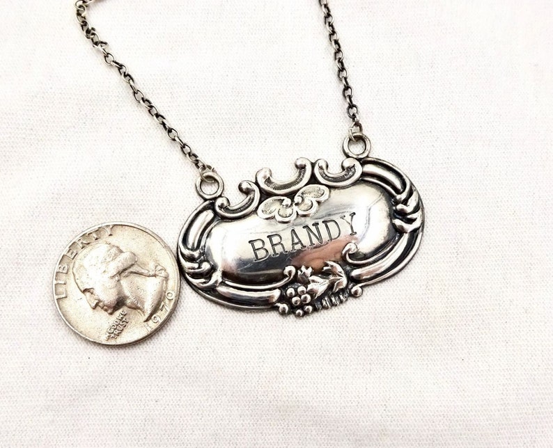 BRANDY BOTTLE TAG Label Sterling Silver Decanter Liquor Tag Antique ...