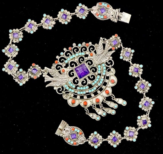 MATL SILVER CENTRE Mexico 950 Sterling Silver Birds Turquoise | Etsy