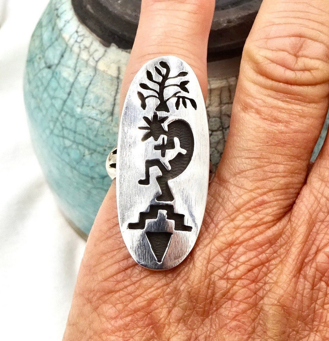 STERLING SILVER RING Hopi Story Teller Ring Native American Kokopelli ...