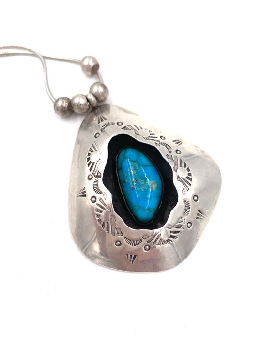 Vintage NATIVE AMERICAN PENDANT Necklace 925 Sterling… - Gem