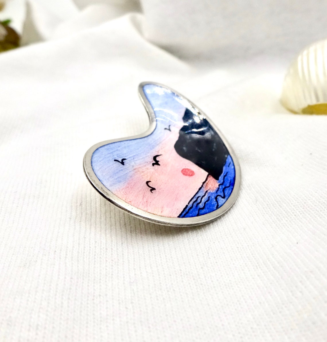 Antique Modernist STERLING ENAMEL PIN Brooch Karl A. - Etsy