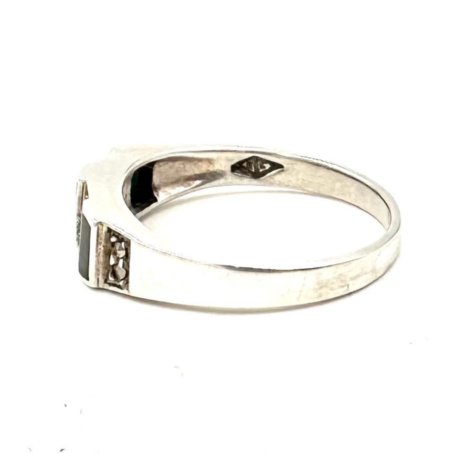 JUDITH JACK RING Sterling Silver Marcasite Black Onyx Band Ring Sz 9 ...