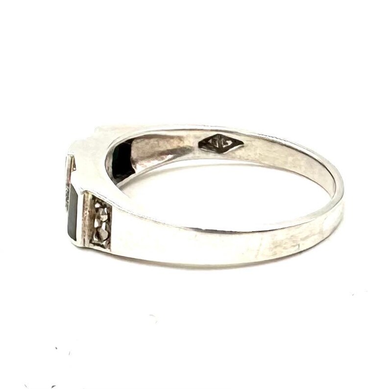 JUDITH JACK RING Sterling Silver Marcasite Black Onyx Band Ring Sz 9 ...