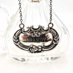 BRANDY BOTTLE TAG Label Sterling Silver Decanter Liquor Tag Antique ...