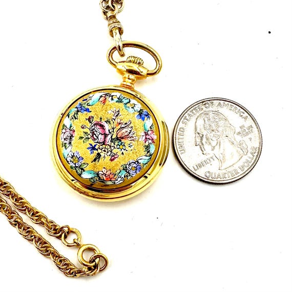 Halcyon Days POCKET WATCH NECKLACE Pendant Gold Ename… - Gem