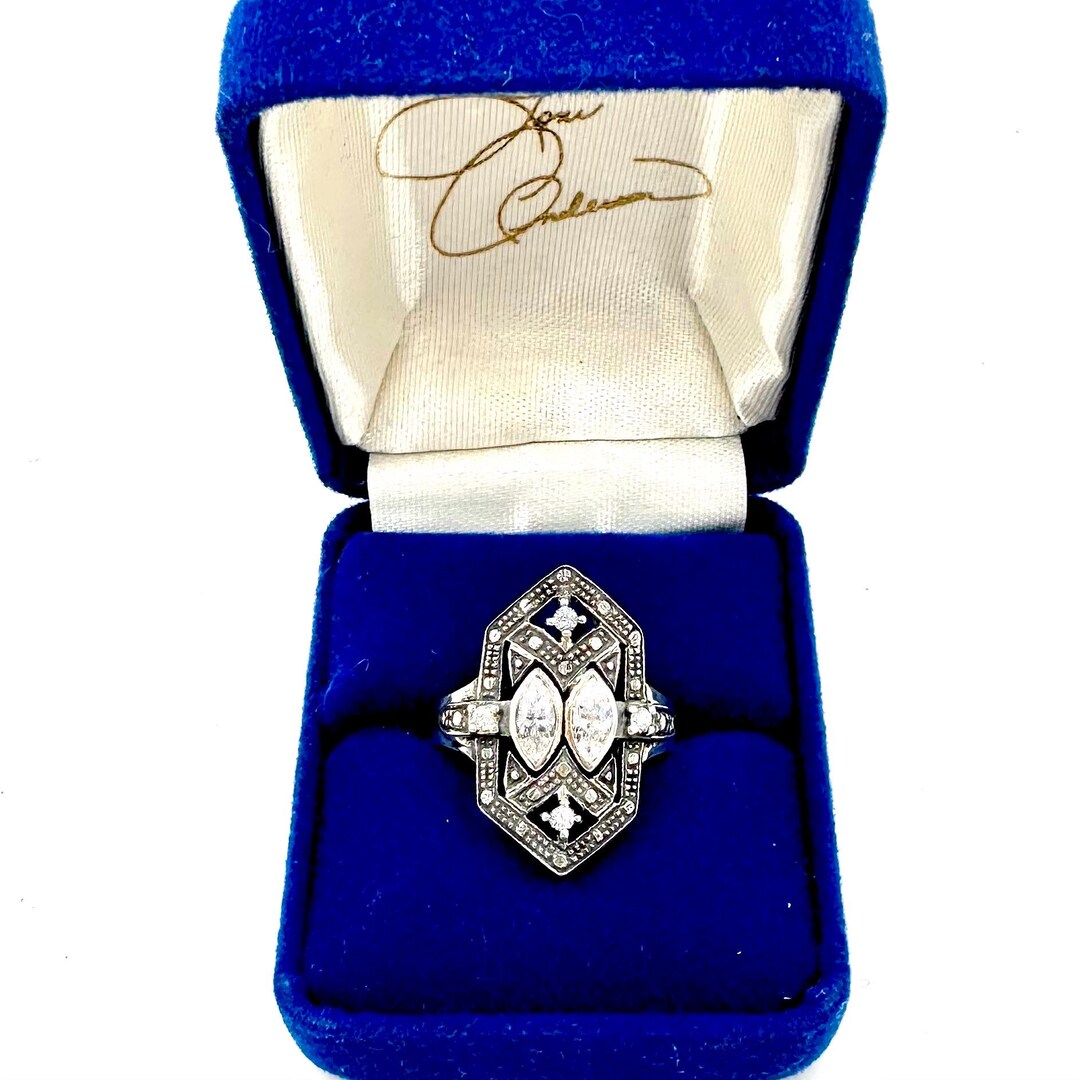 Vintage Loni Anderson Sterling Silver Marcasite & Crystal Ring - Size 8 ...