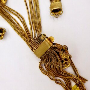 Antique PINCHBECK GOLD NECKLACE Yellow Czech Glass 6 Strand Festoon ...