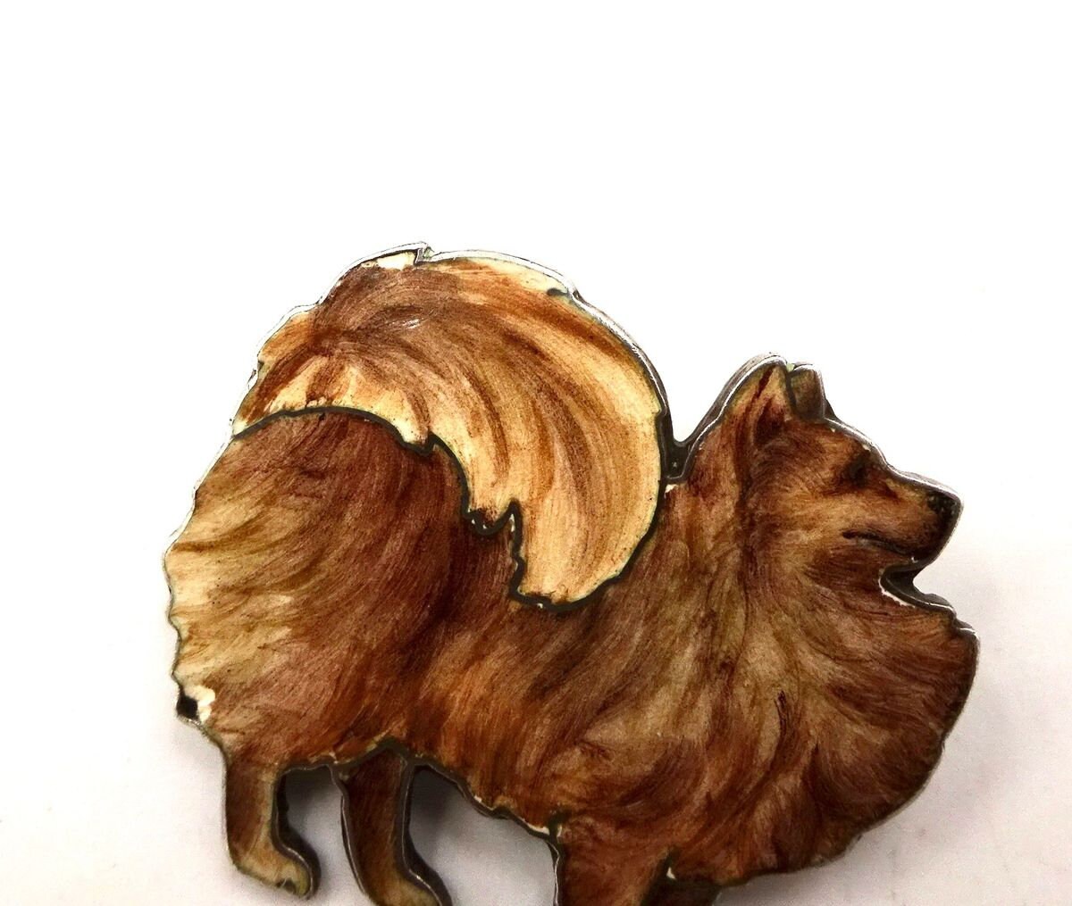 Vintage THOMAE Sterling Silver Enamel Pomeranian Dog Pin - Etsy UK