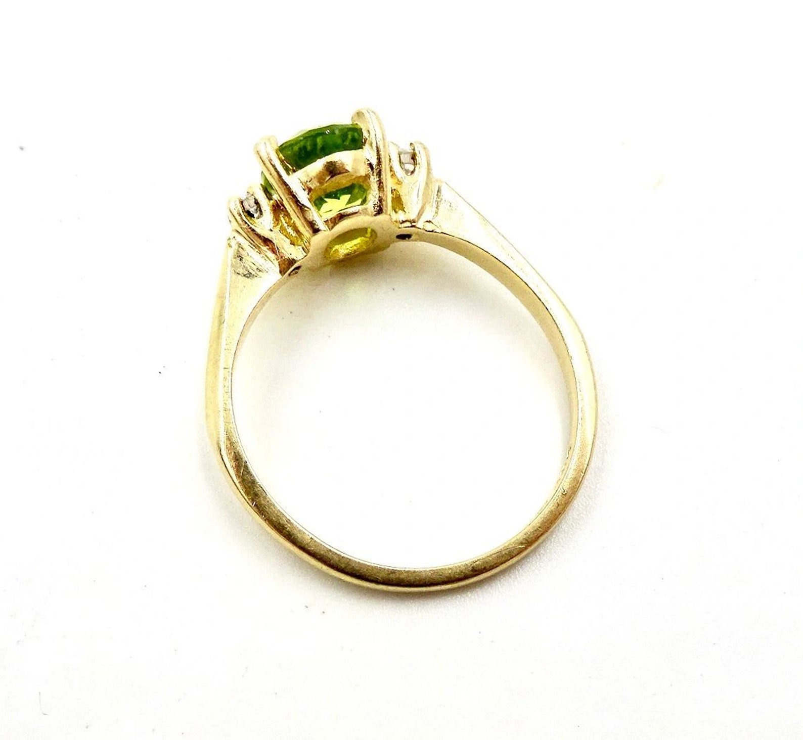 VINTAGE PERIDOT RING 14K Yellow Gold Peridot Diamond Ring Sz 5 | Etsy