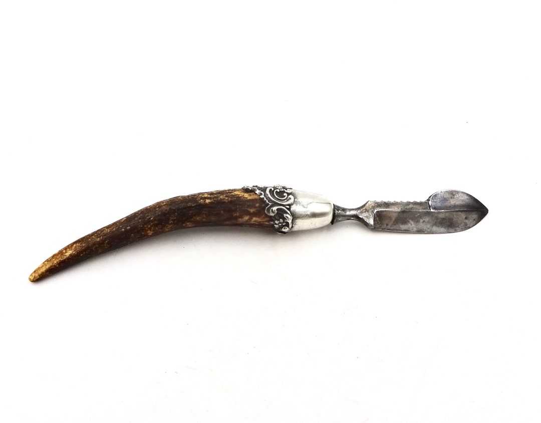 Antique Sterling Silver Ink Eraser Knife: Victorian Horn Handle Wax ...