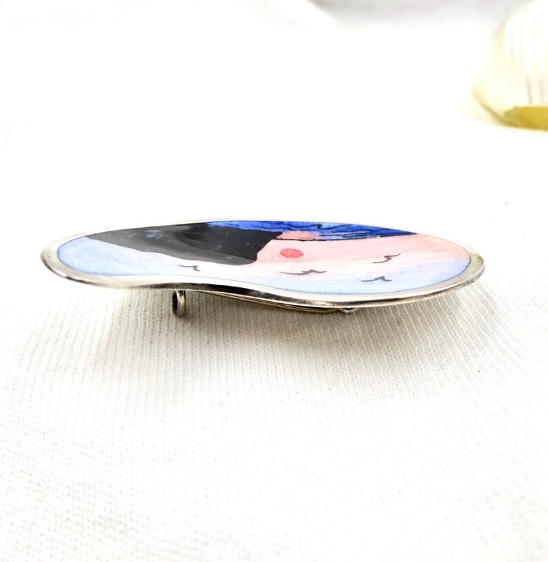 Antique Modernist STERLING ENAMEL PIN Brooch Karl A. | Etsy