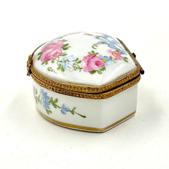 ANTIQUE TRINKET BOX Limoges France Hand Painted Porce… - Gem