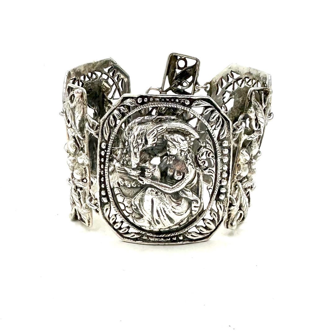 Vintage Salamone STERLING SILVER BRACELET Byzantine Victorian Revival ...